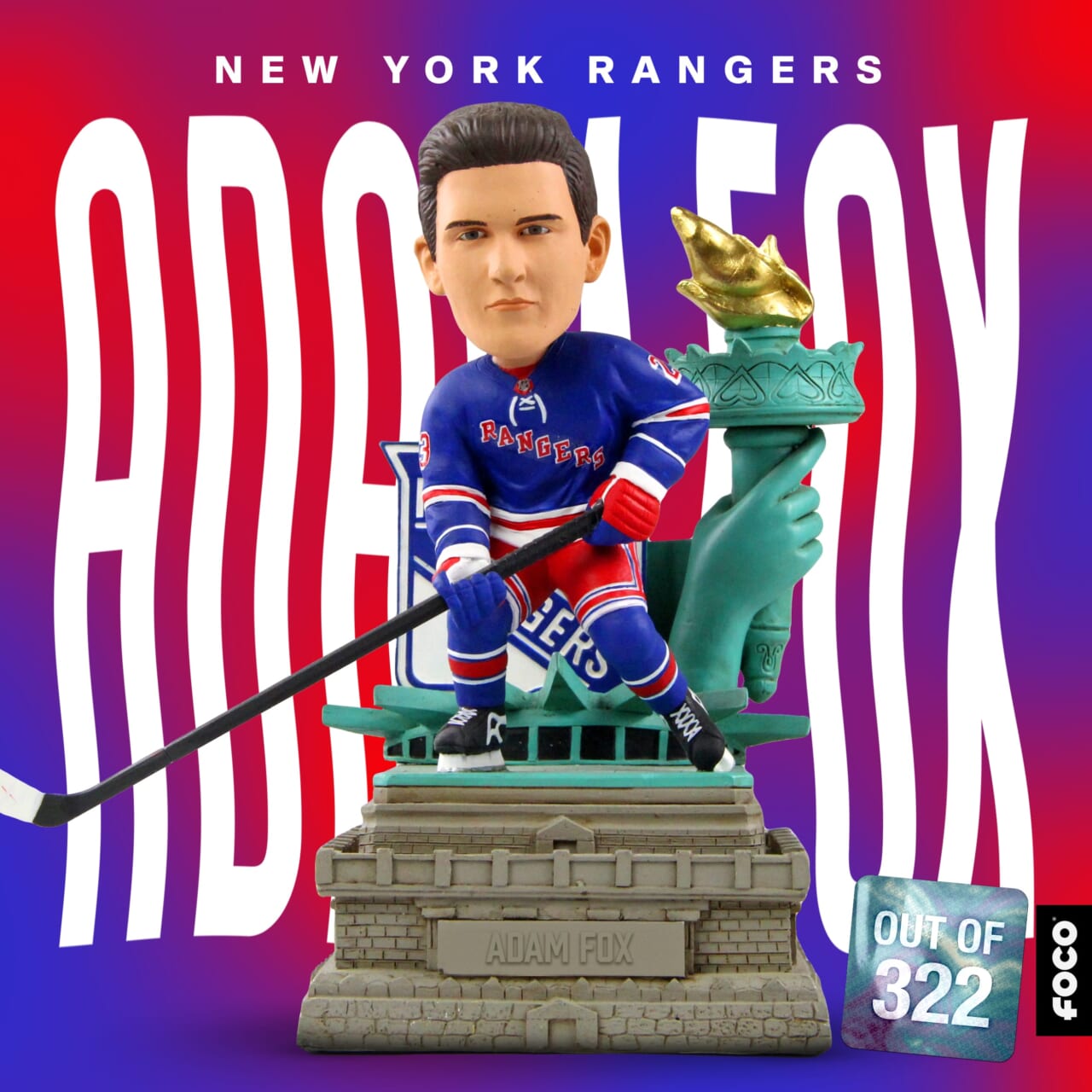 Foco will release an Adam Fox Bobblehead ahead of Ranger's opening ...